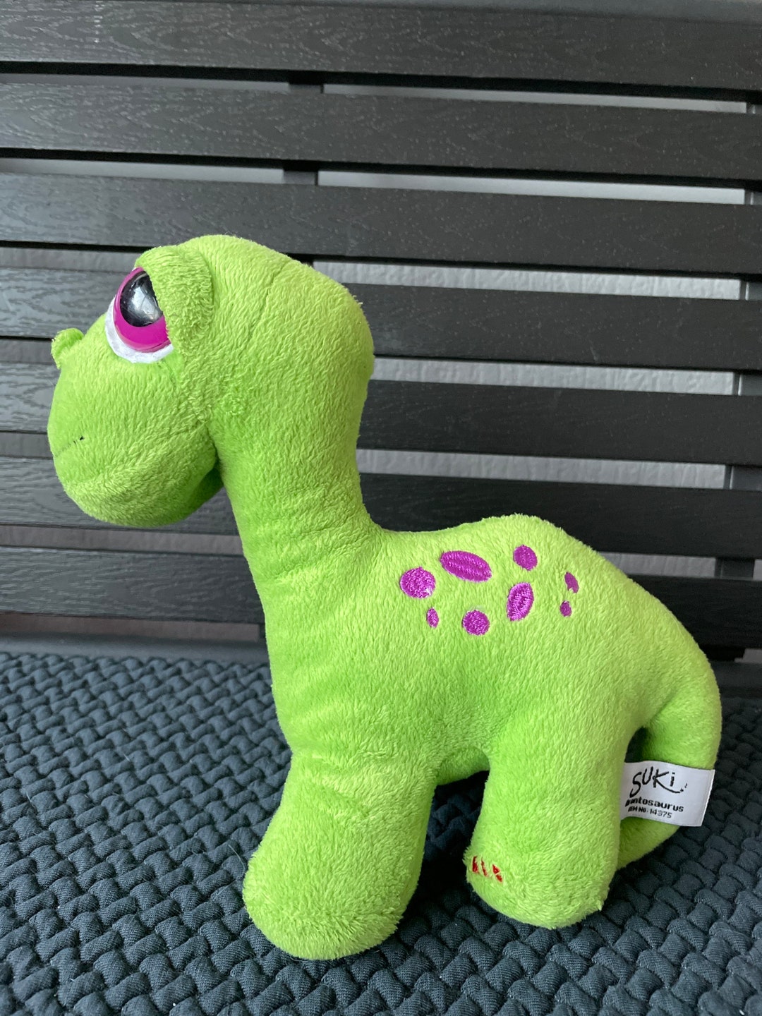 Suki Brontosaurus Purple Glass Eyes Green Dinosaur Plush Animal Stuffed ...