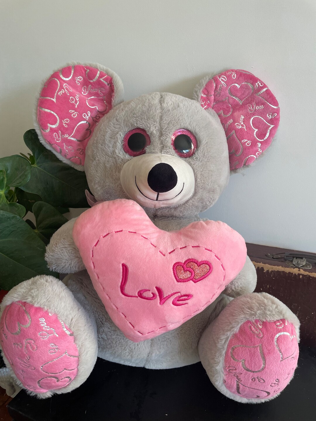 Morgenroth Germany Plush Cute Mouse Extra Large 62cm Pink Heart Love ...