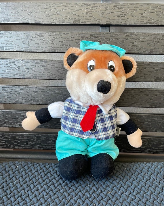 Vintage Teddy Bear Enot Plush With Suit Green Cap and Pants | Etsy