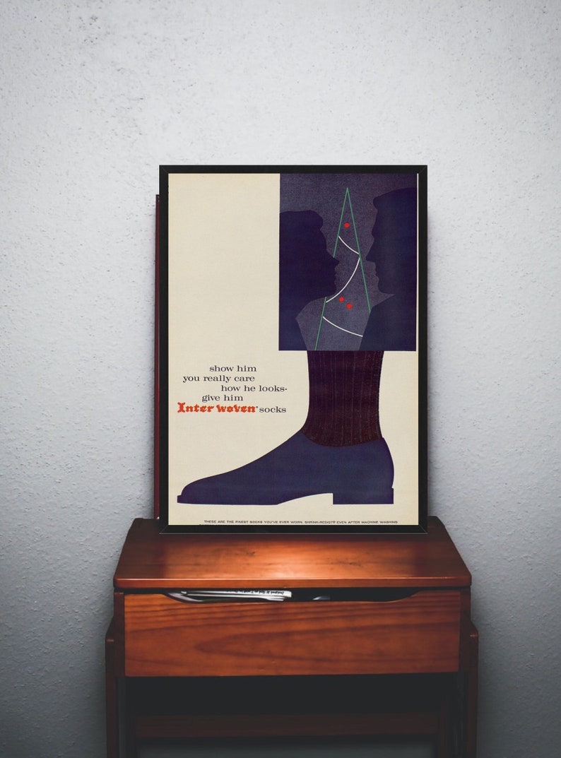 1960 Inter Woven Socks Add Poster Print | Vintage Socks Advertising ...