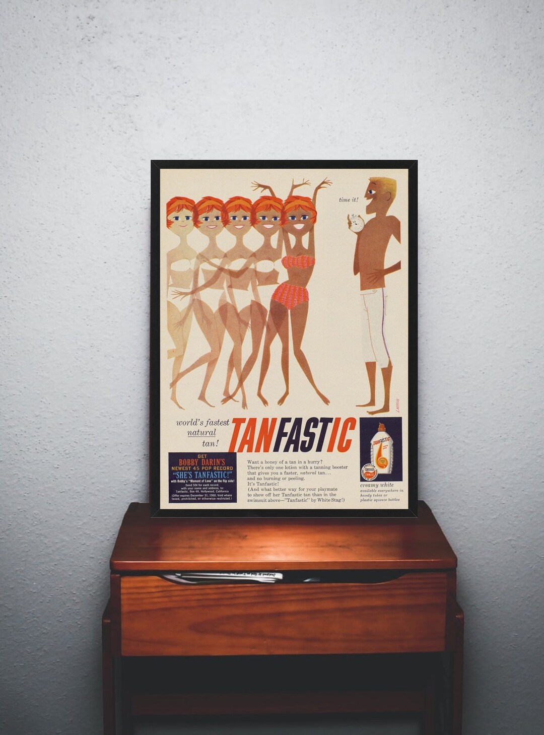 Vintage 1960 Tanfastic Suncream Add Poster Print | Vintage Tanning ...