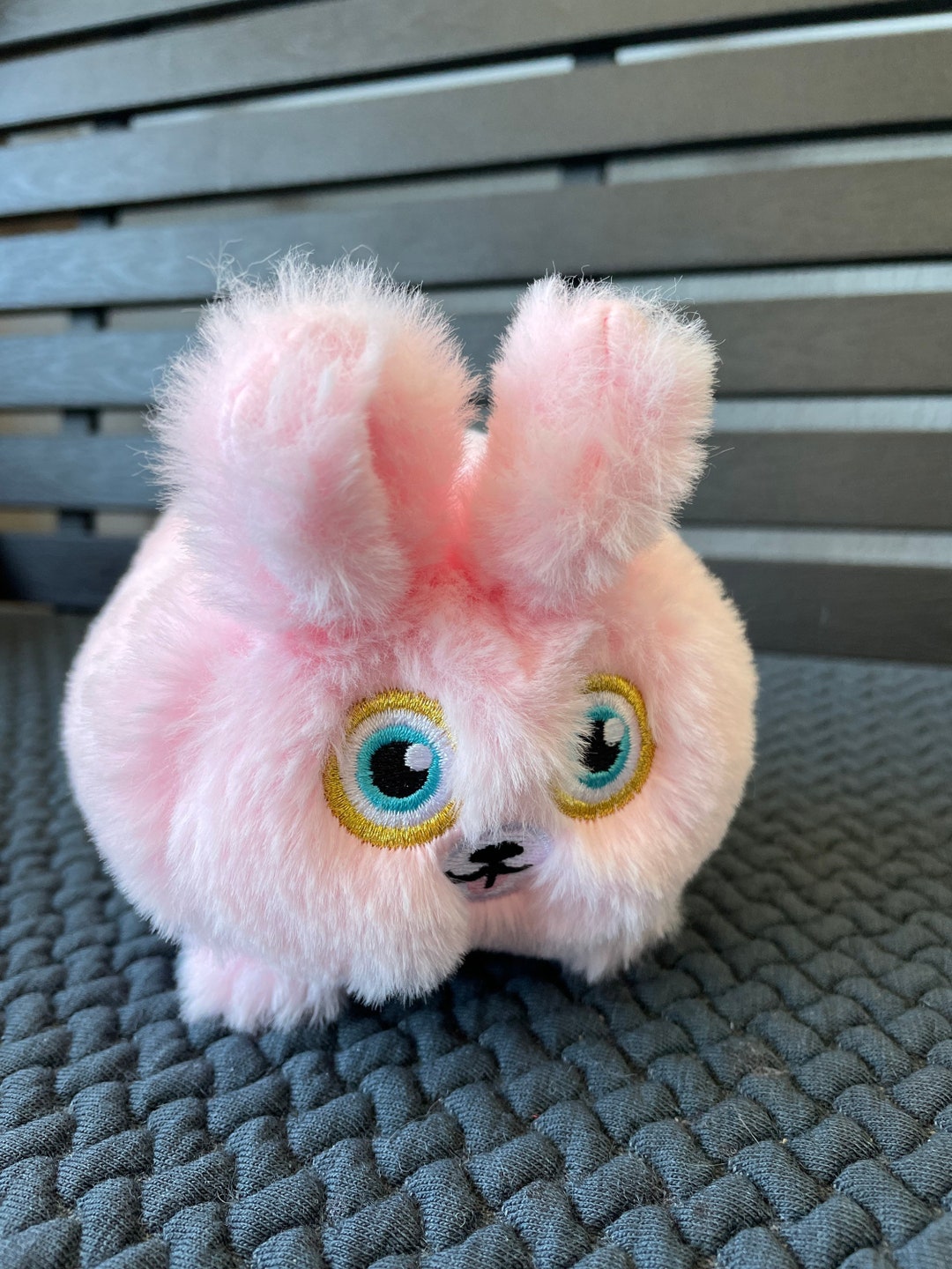 Cute Pink Fluffy Rabbit Big Blue Eyesplush Supersoft Stuffed Toy Easter ...