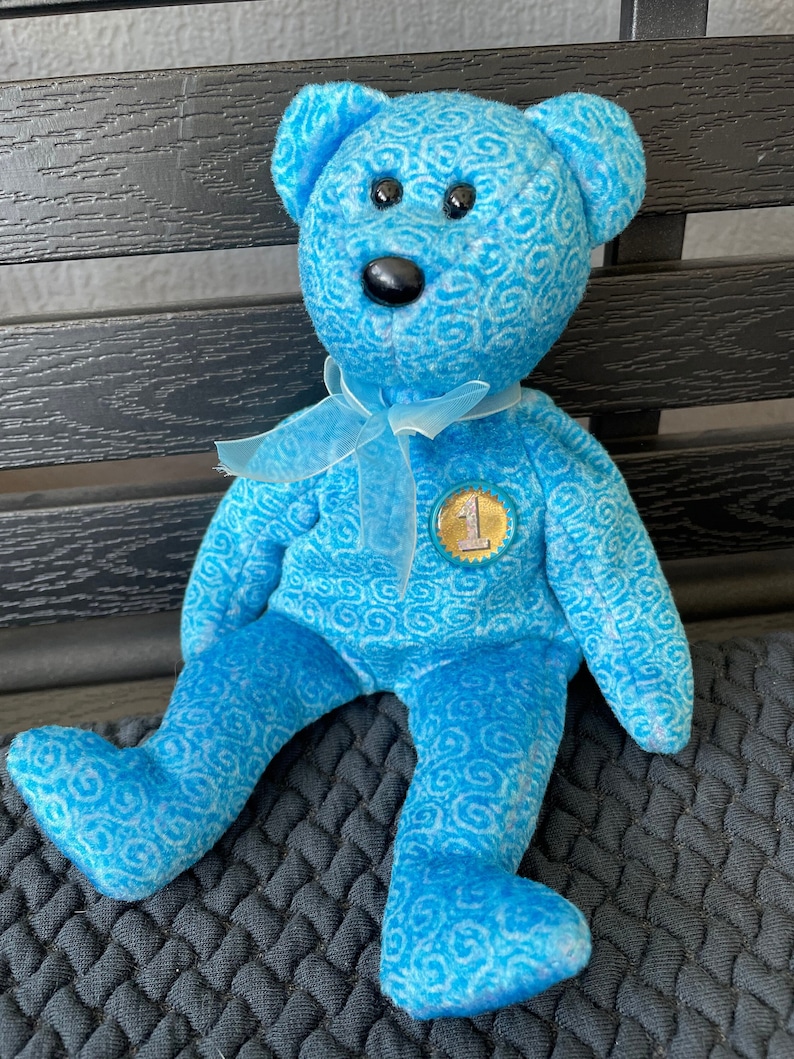 Ty Beanie Baby Classy the Bear Blue People's Beanie Stuffed Animal Toy ...