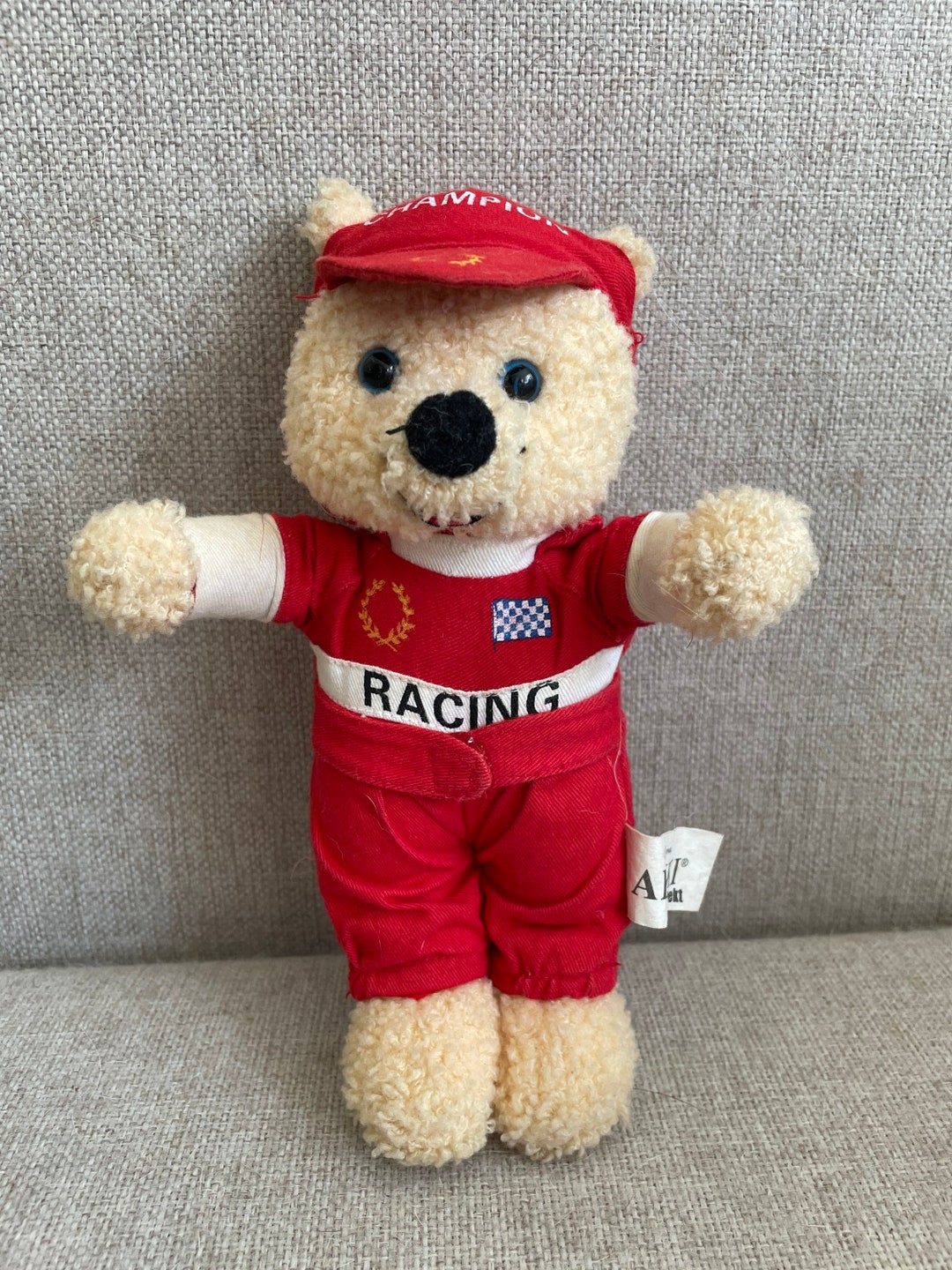 Vintage Original Aliki Racing Teddy Bear Champion Size 24cm Collectable ...