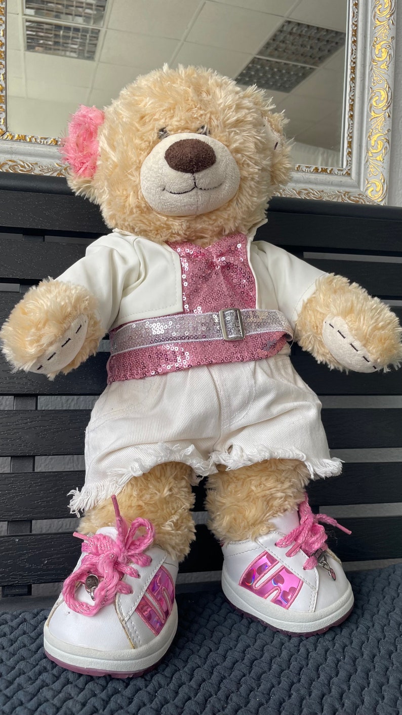 Build A Bear Workshop Rare Vintage Dressed Teddy Bear Beaded Blouse and ...