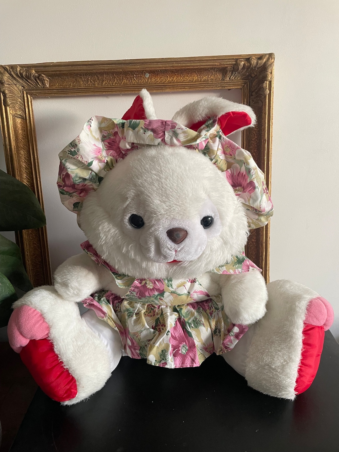 Cute 60s / 70s Vintage Rabbit With Dress and Hat Stuffed Animal Plush ...