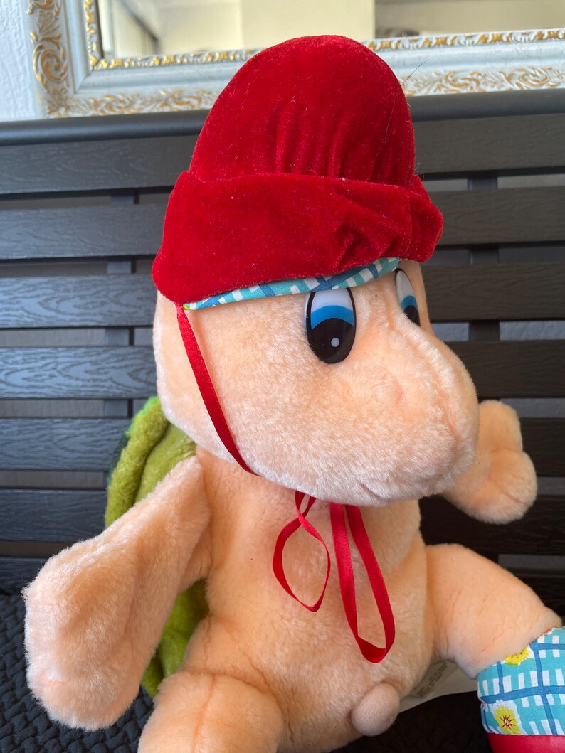 Cute 80s Vintage Large Turtle With Red Hat and Boots Stuffed Animal ...