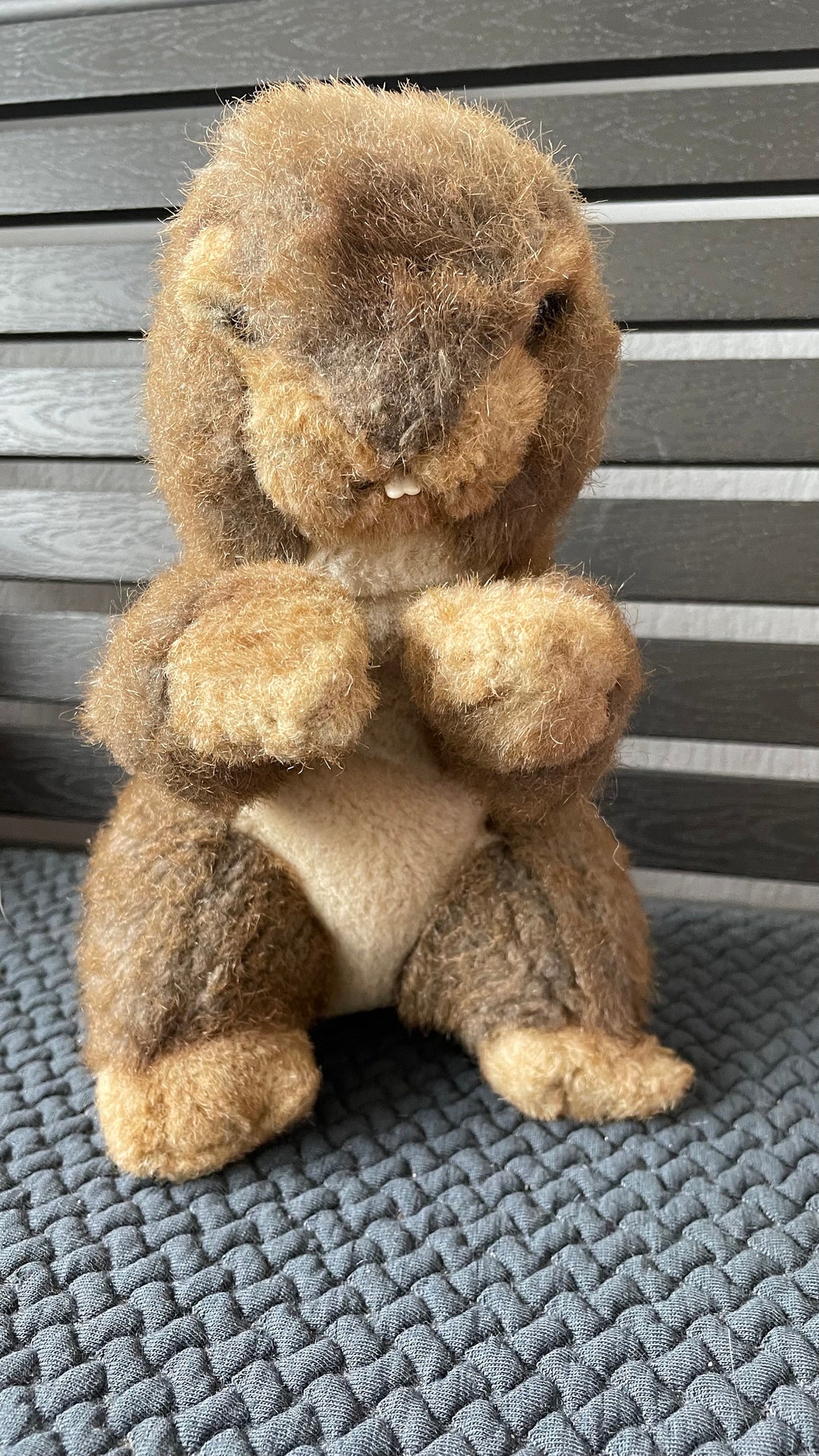 Cute Joual Vintage Beaver Soft Plush Stuffed Animal Toy Glass Eyes Size ...