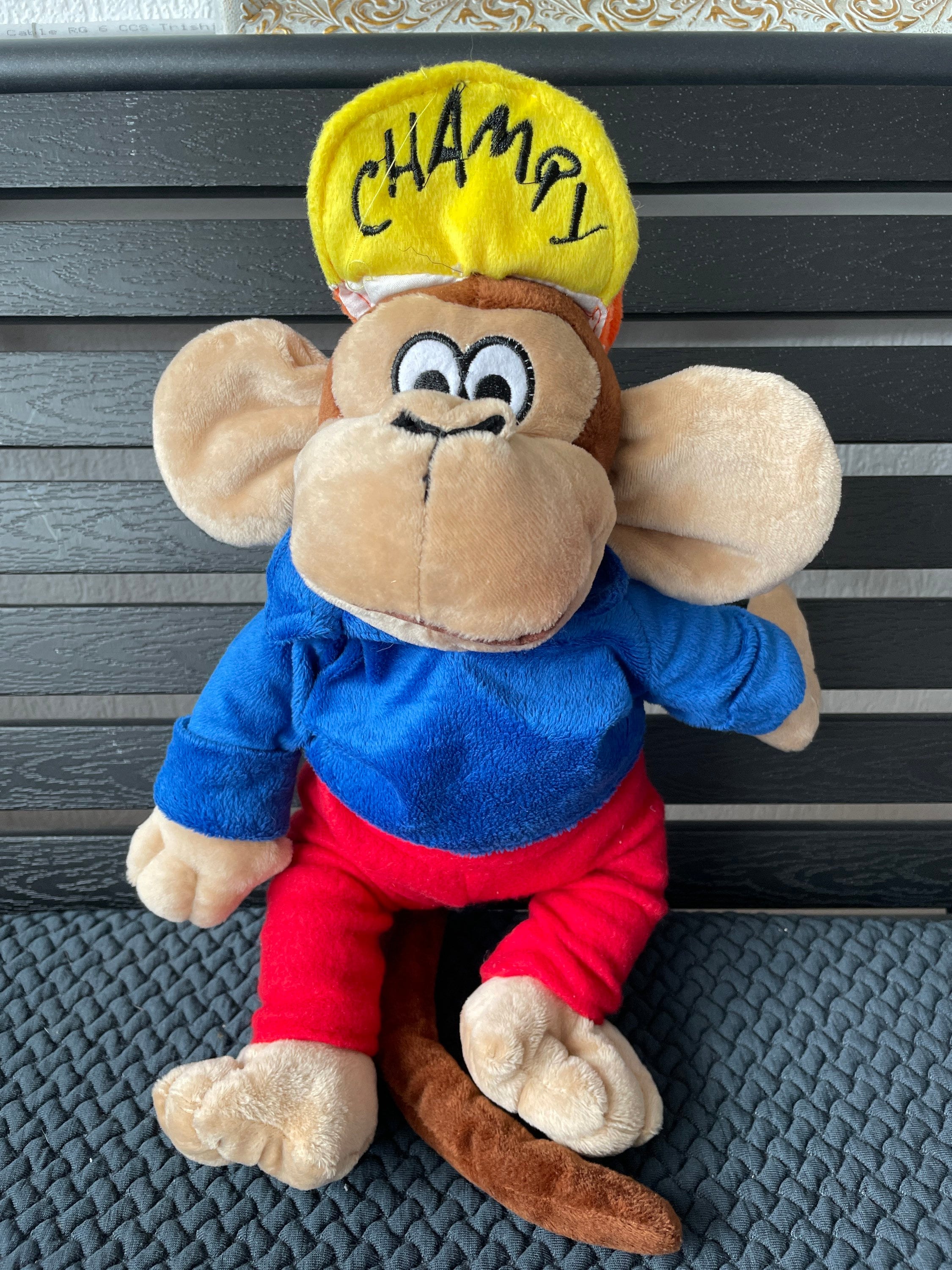 Cute Champy Monkey Stuffed Animal Plush Wearing Yellow Hat - Etsy