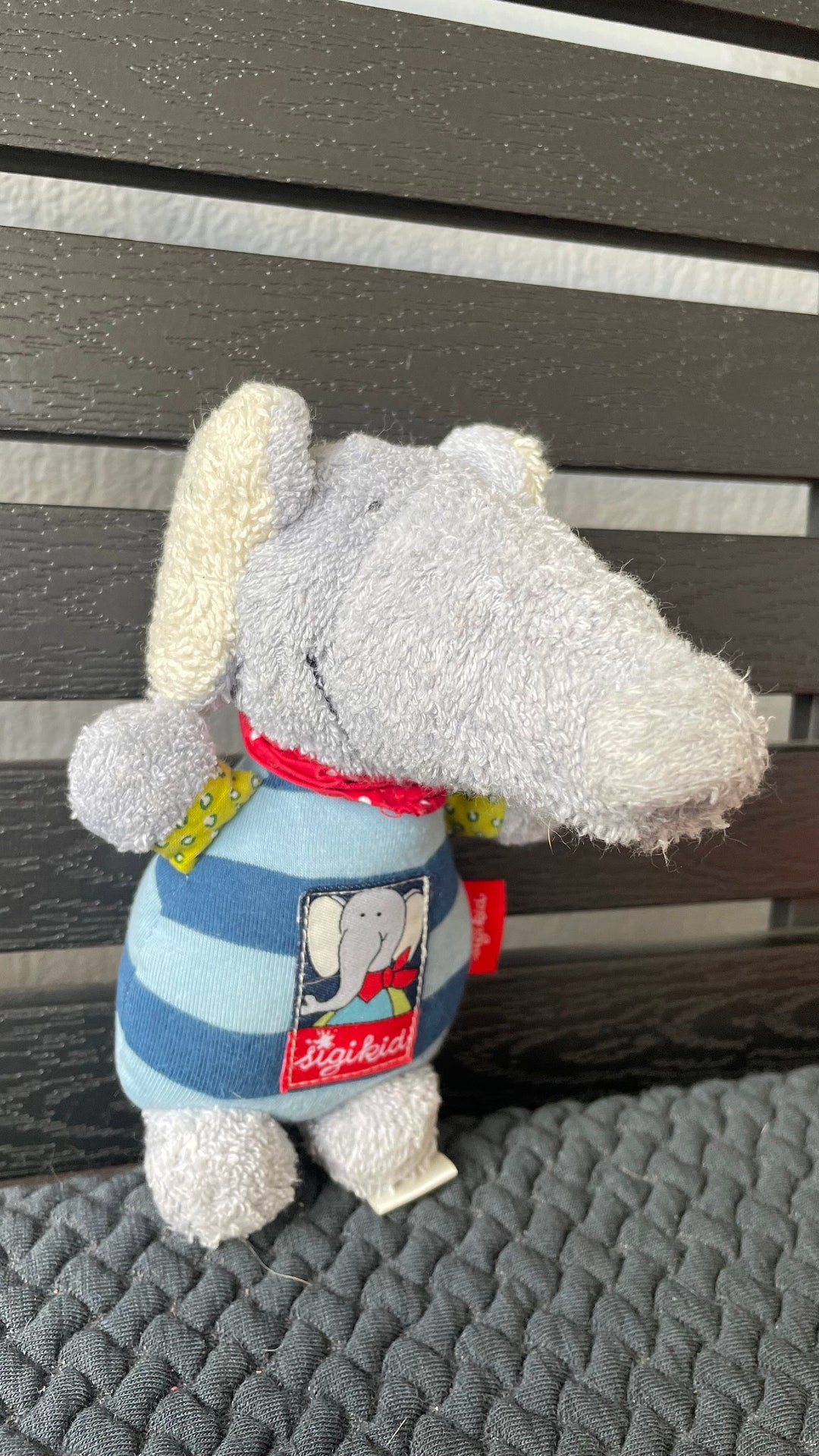 Sigikid Vintage Fuzzy Elephant Stuffed Toy Rattle 17cm/ 6.6”, Baby ...