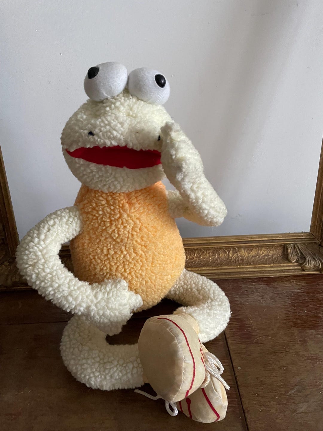 Rare 80s Frog Plush Toy Puppet Inspired White Frog With Sneakers ...