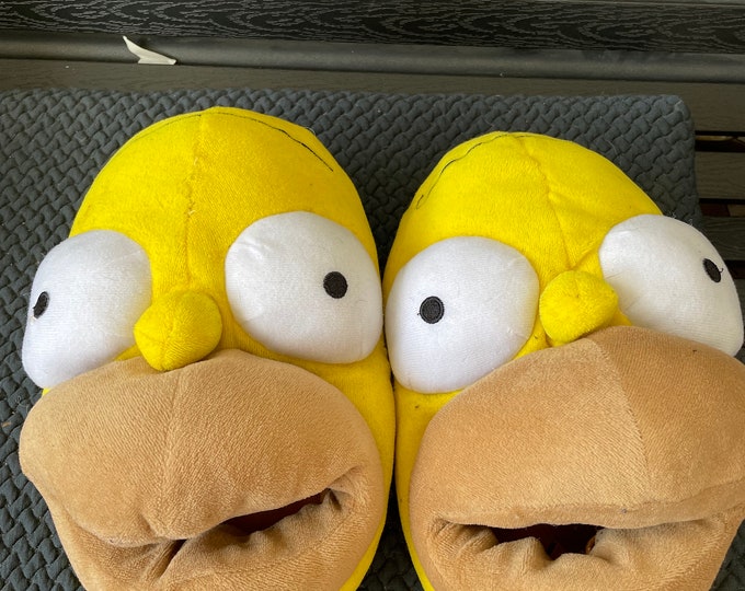 The Simpsons Homer Simpson Soft Plush Slippers Size 43/44 - US 10- 11 ...