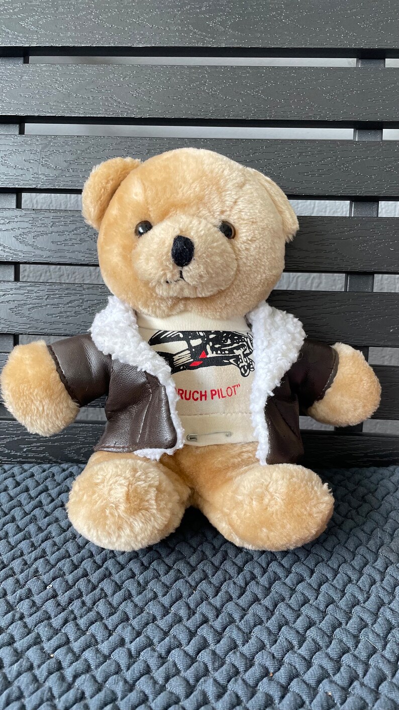 Vintage Aviator Teddy Bear Bruch Pilot Wearing Leather Jacket Glass ...