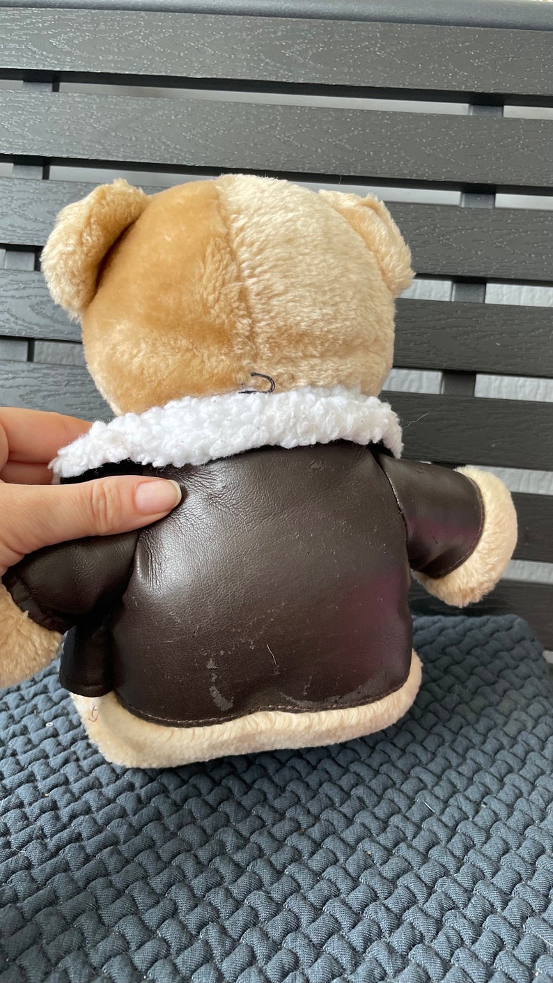 Vintage Aviator Teddy Bear Bruch Pilot Wearing Leather Jacket Glass ...