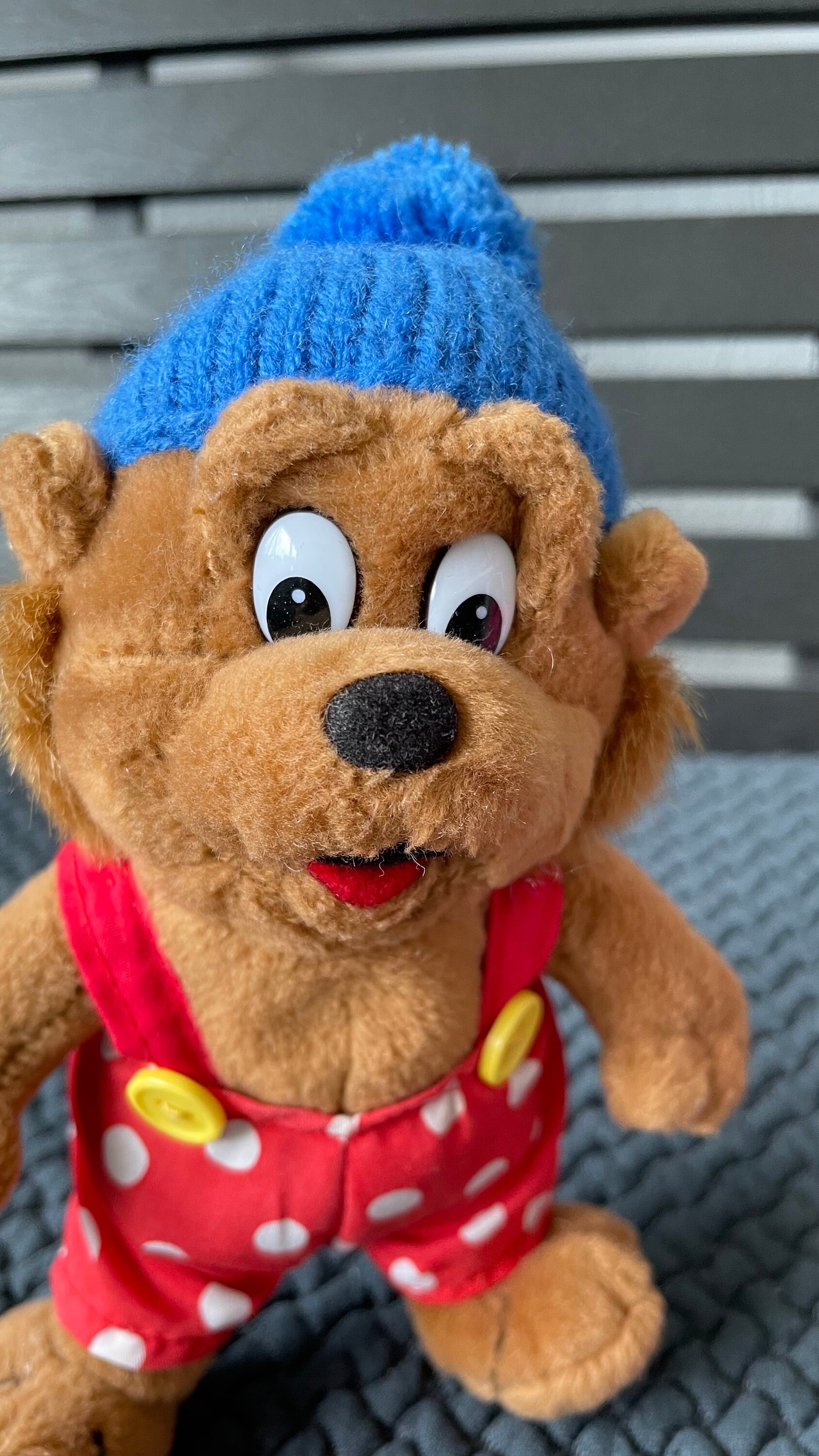 Cute Vintage Teddy Bear Wearing Blue Hat Polka Dots Red Jumper Size ...