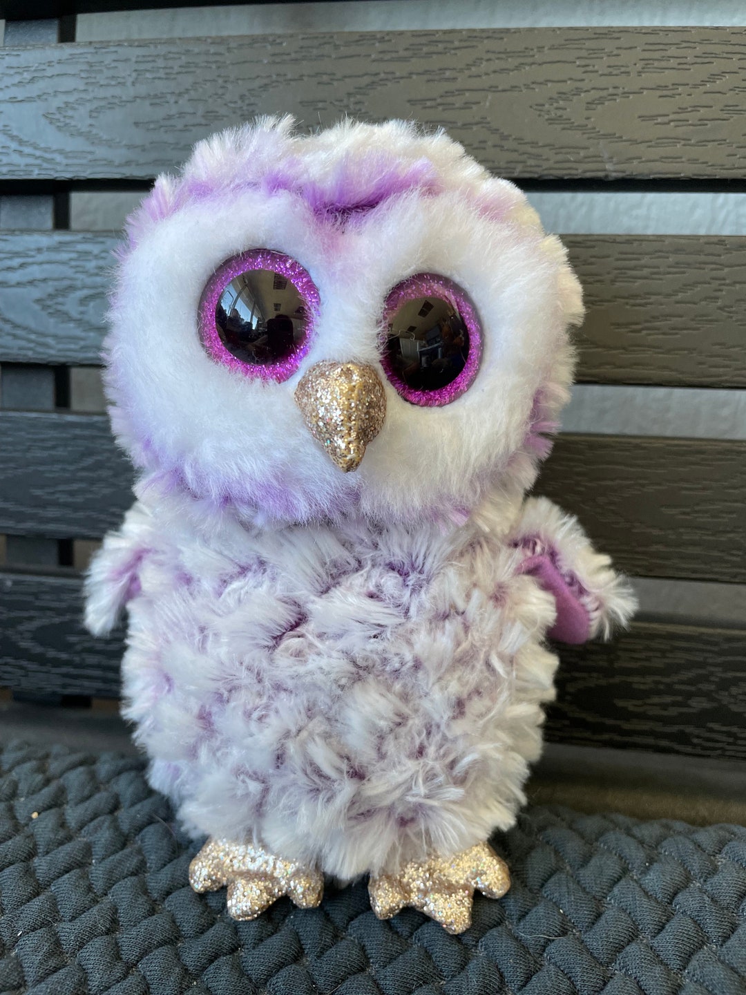 TY Beanie Boos MOONLIGHT Purple Owl Plush Animal Stuffed Toy 19cm ...