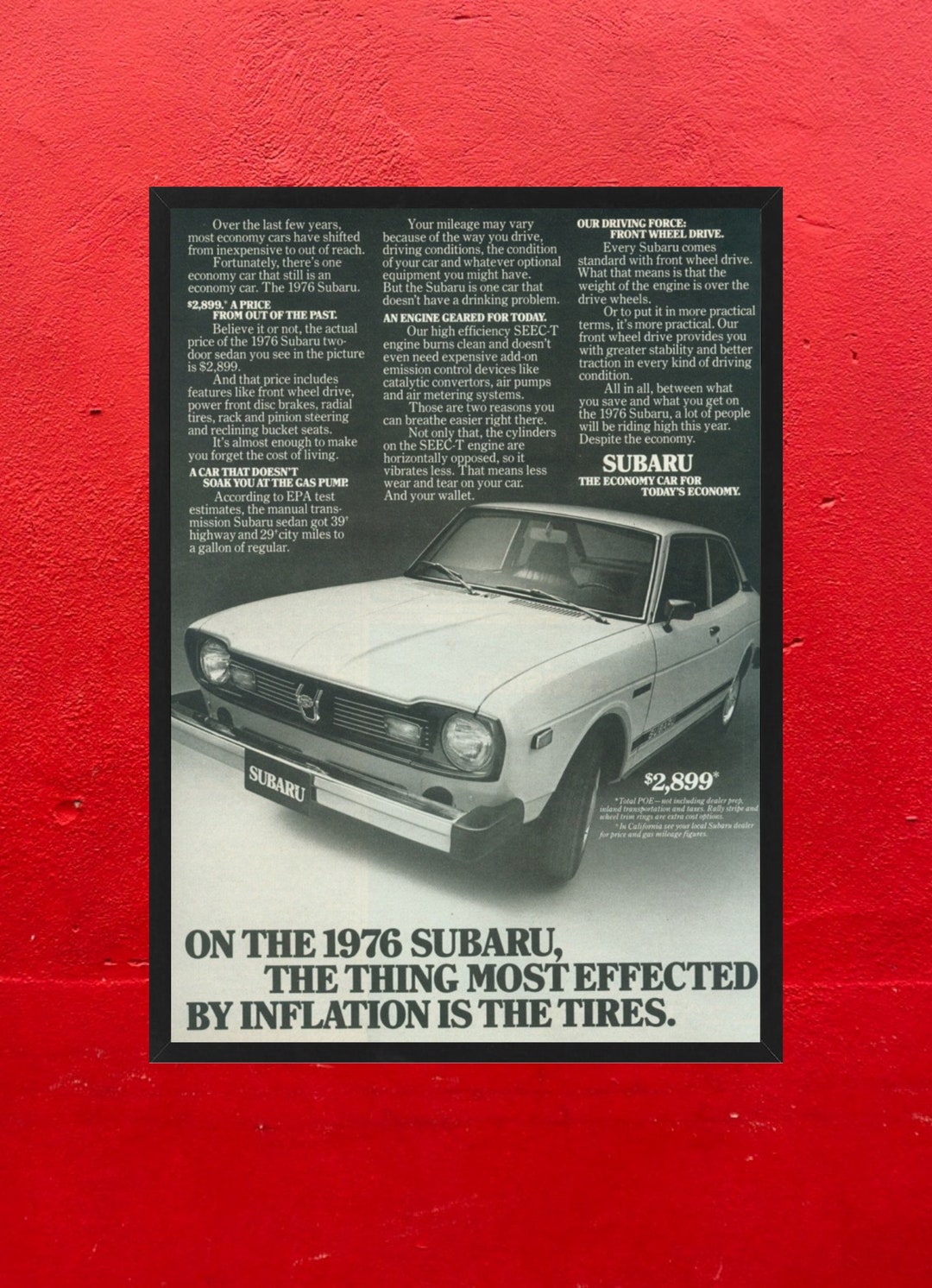 Vintage 1976 Subaru Add Walll Decor , Vintage Poster Subaru Advertising ...