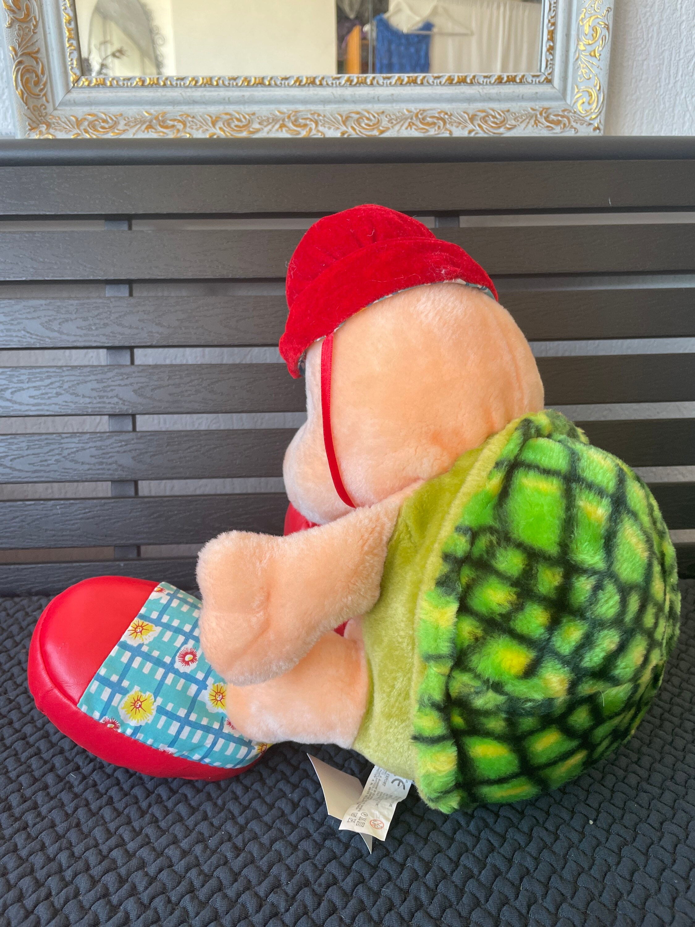 Cute 80s Vintage Large Turtle With Red Hat and Boots Stuffed Animal ...