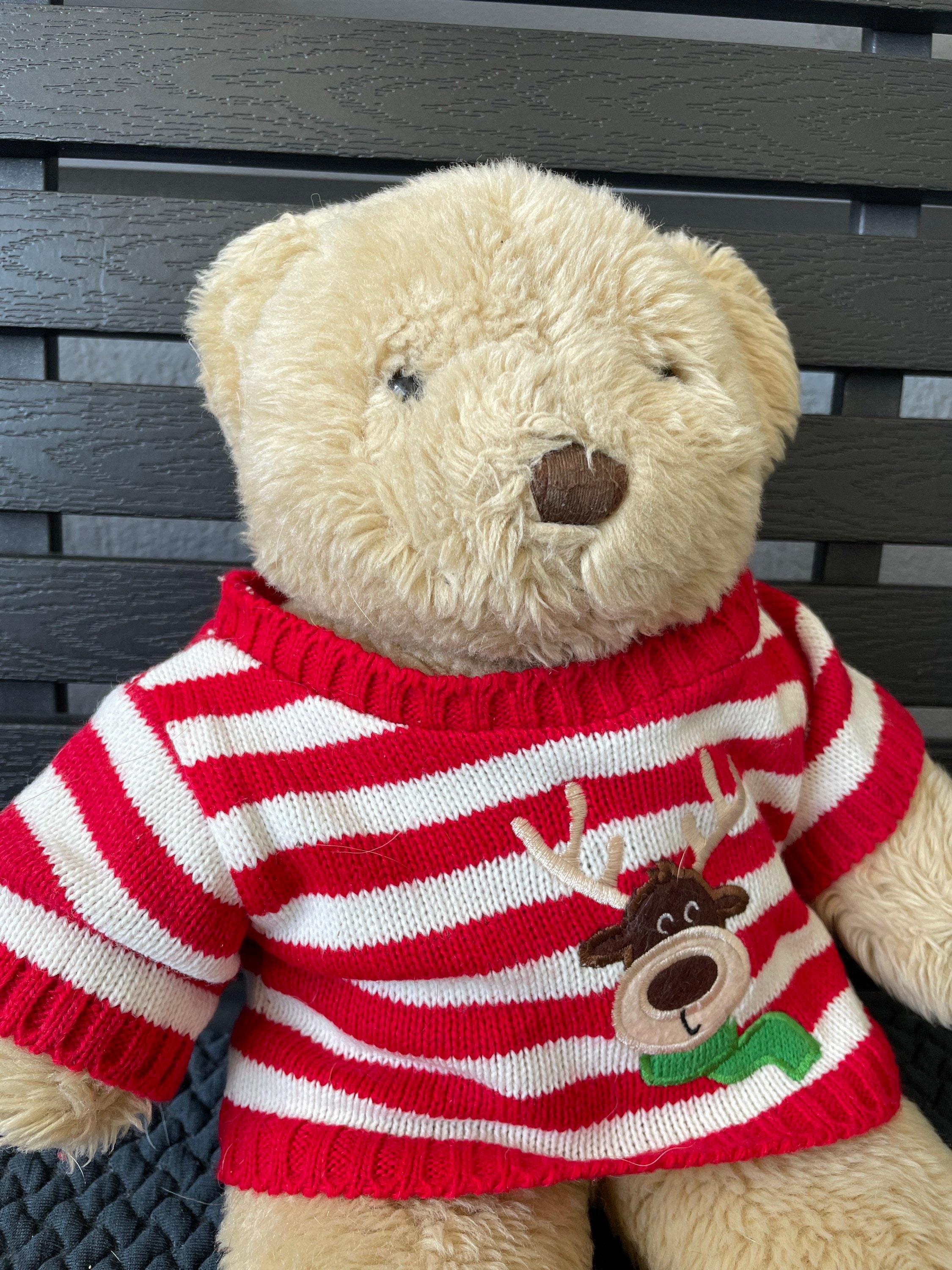 Build A Bear Workshop Cute Teddy Bear Wearing Red Christmas Sweater ...