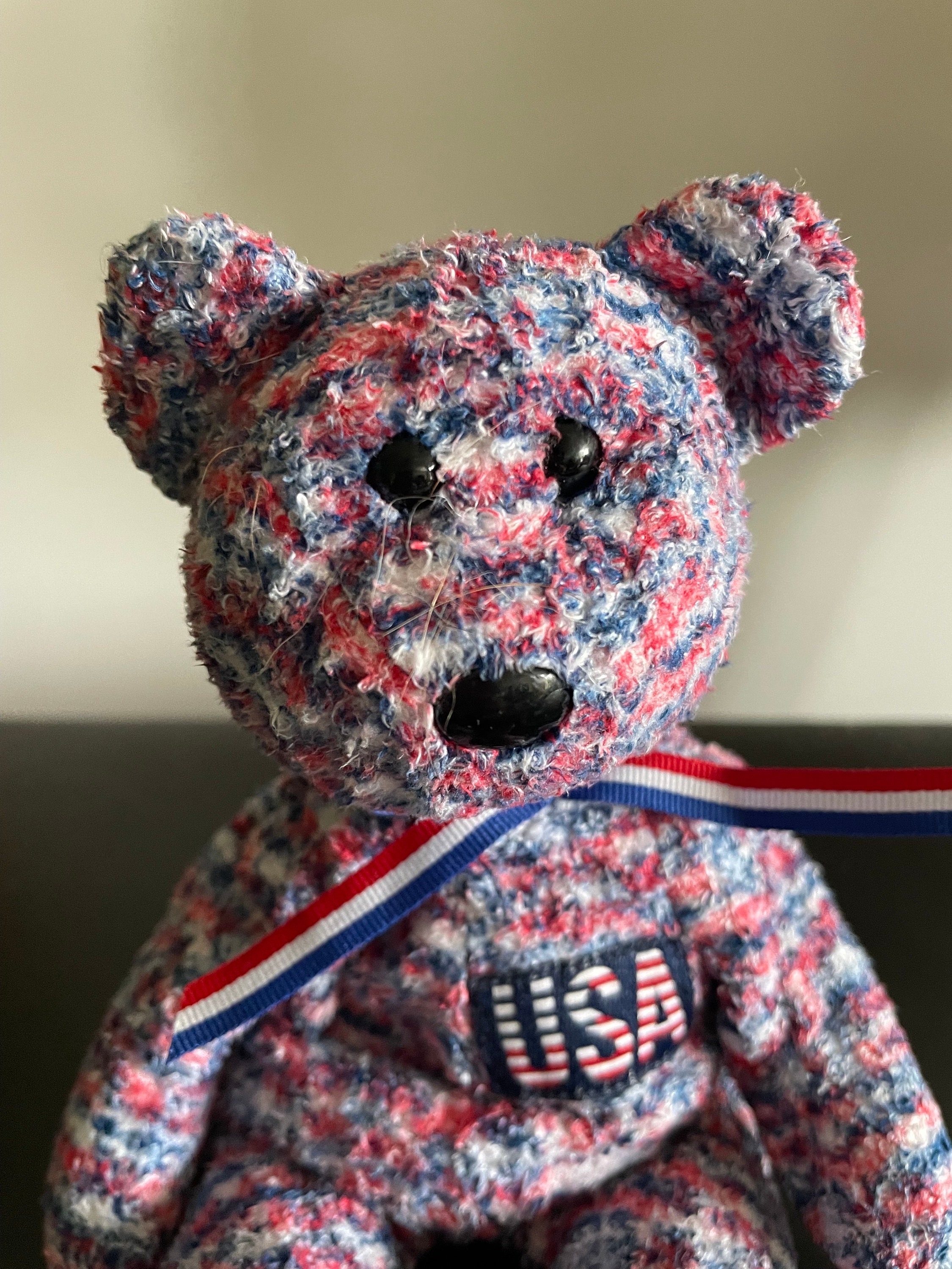 Rare Ty Beanie Baby USA 2000 America Retired Bear Blue Beanie Stuffed ...