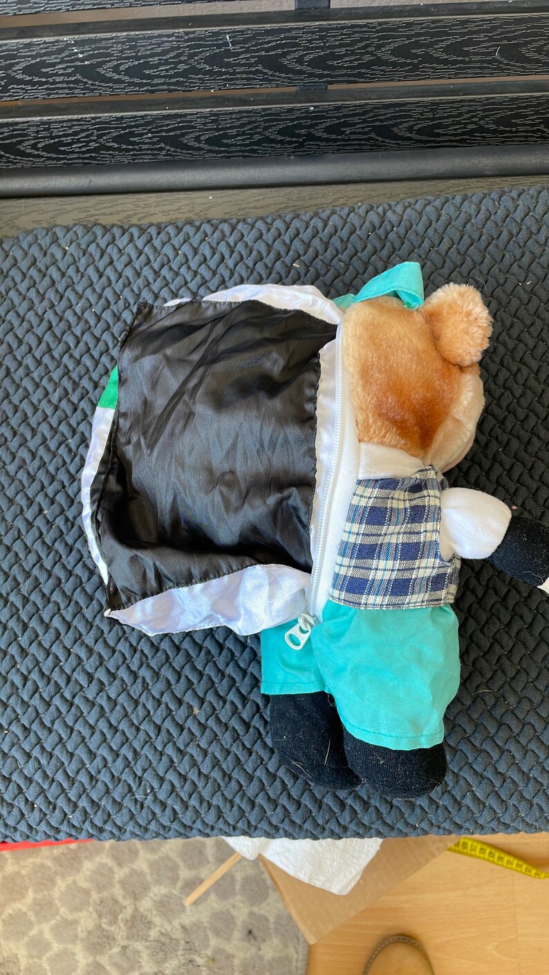 Vintage Teddy Bear , Enot Plush With Suit Green Cap and Pants and Red ...