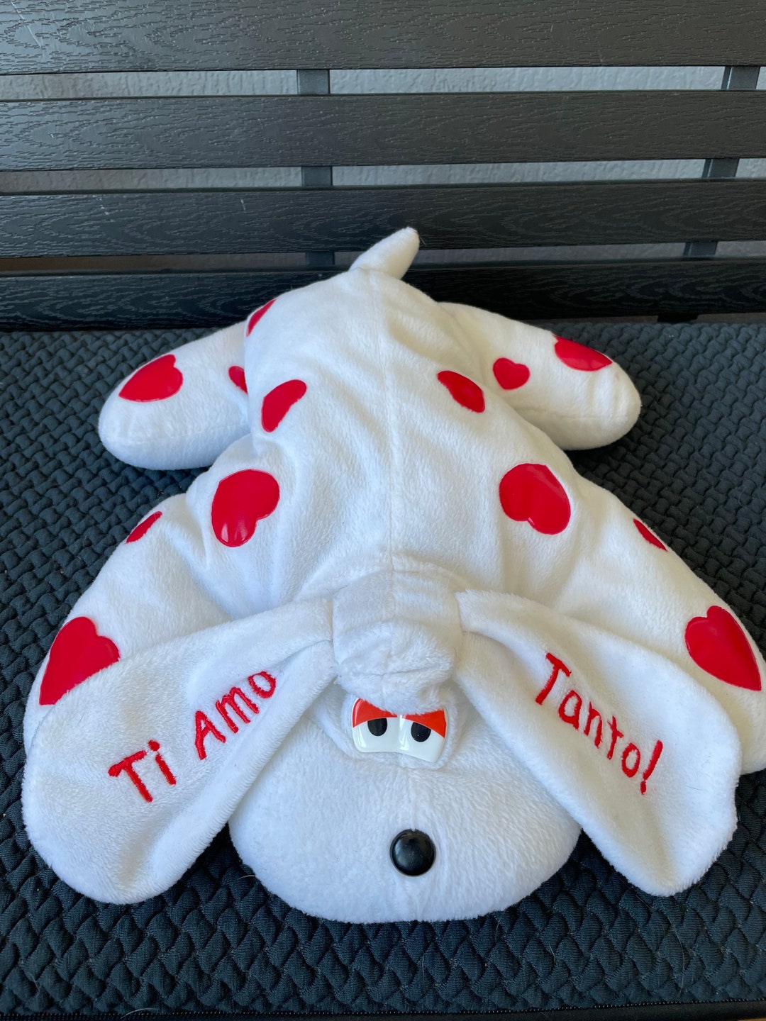 Cute White Dog With Red Hearts and Big Years Ti Amo Tantol Soft Stuffed ...