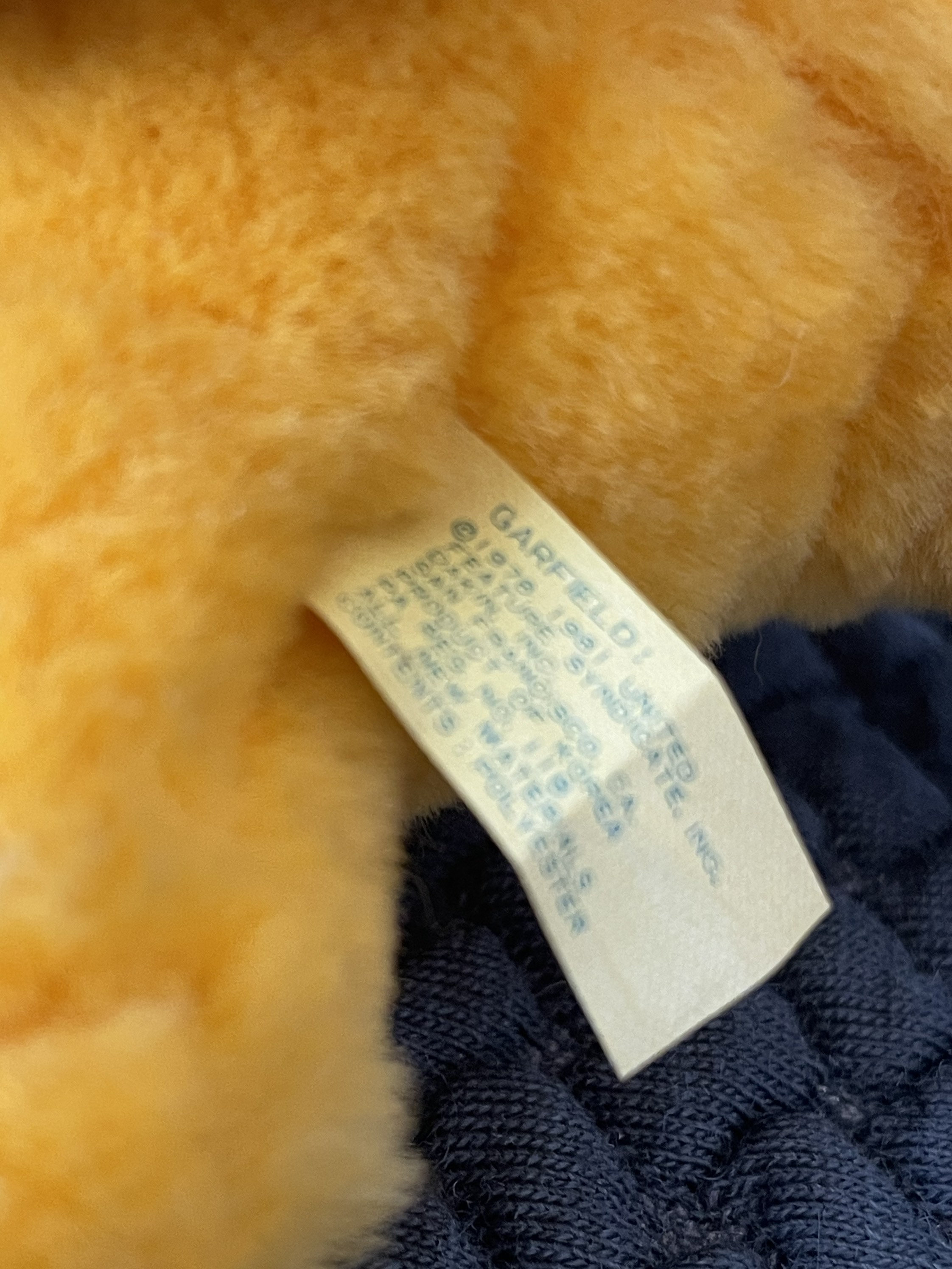 Vintage 1978 Garfield the Cat Yellow Plush Stuffed Animal Toy Size 6 ...