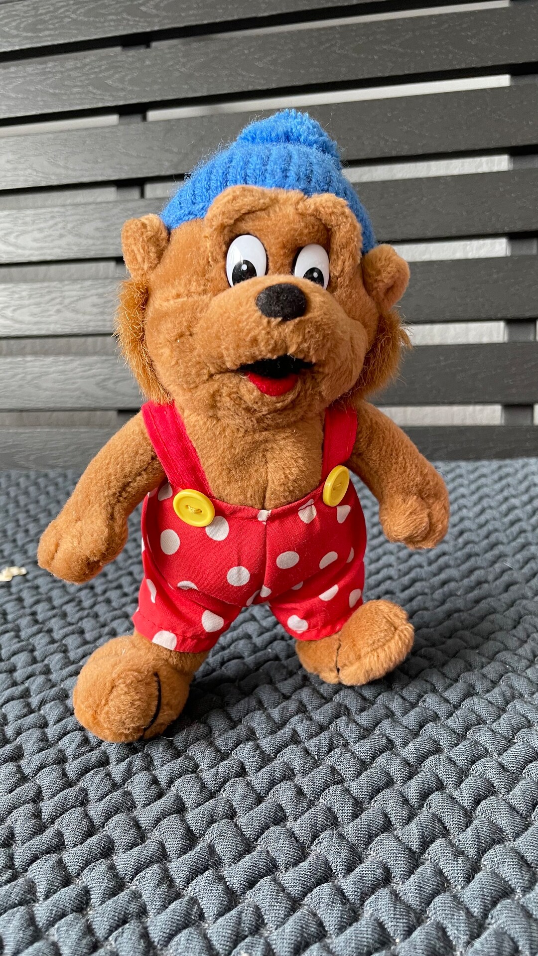Cute Vintage Teddy Bear Wearing Blue Hat Polka Dots Red Jumper Size ...