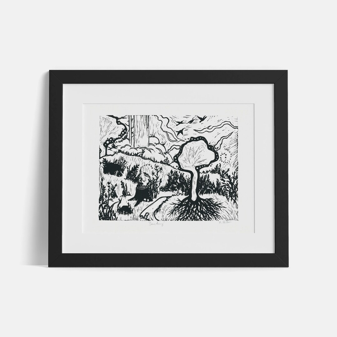 Sanctuary, Linocut Landscape, Handmade Linocut Print, Printmaking ...