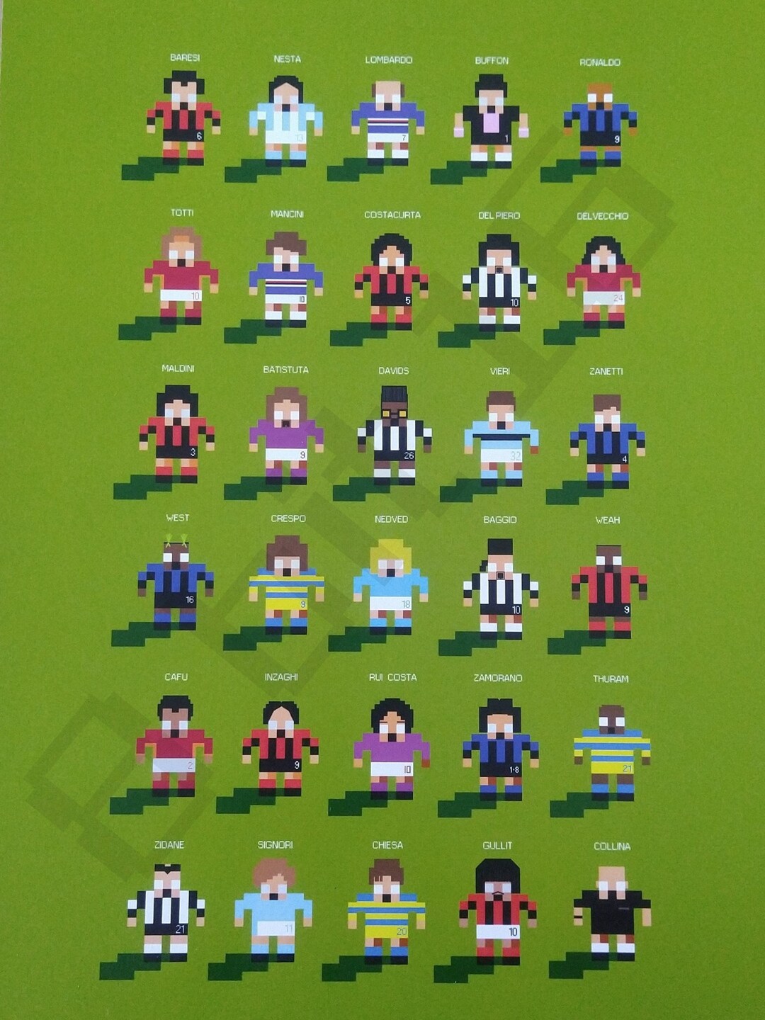 Sensible Soccer x Serie A - Stampa Pixel Art - Etsy Italia