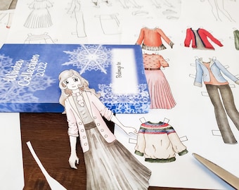 Winter Wardrobe-printable Paper Doll-digital Paper Doll-winter Clothes ...