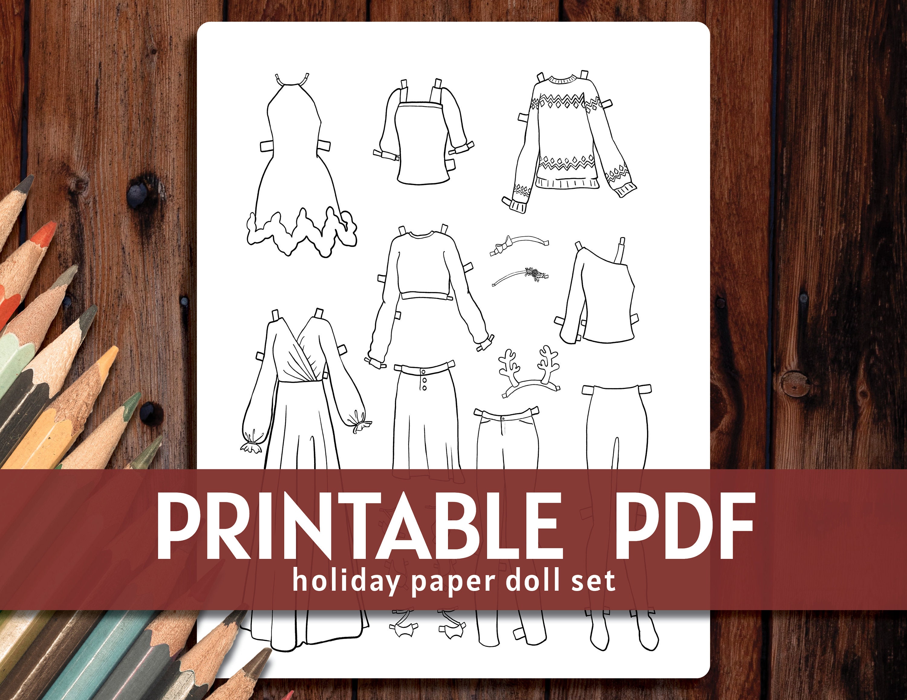 Paper Doll Print & Color Holiday Collection - Etsy