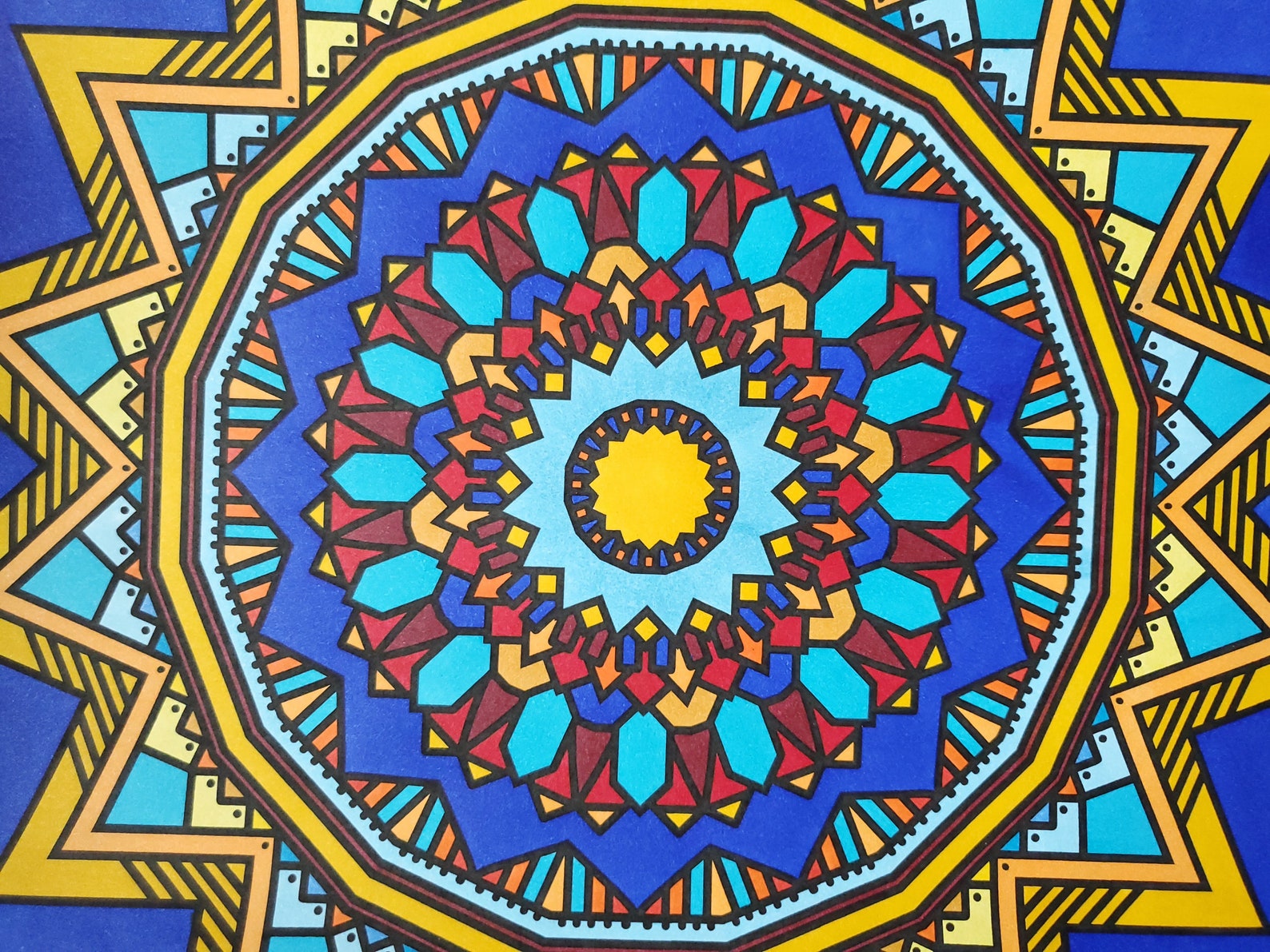 Geometric Mandala Coloring Page - Printable - Etsy