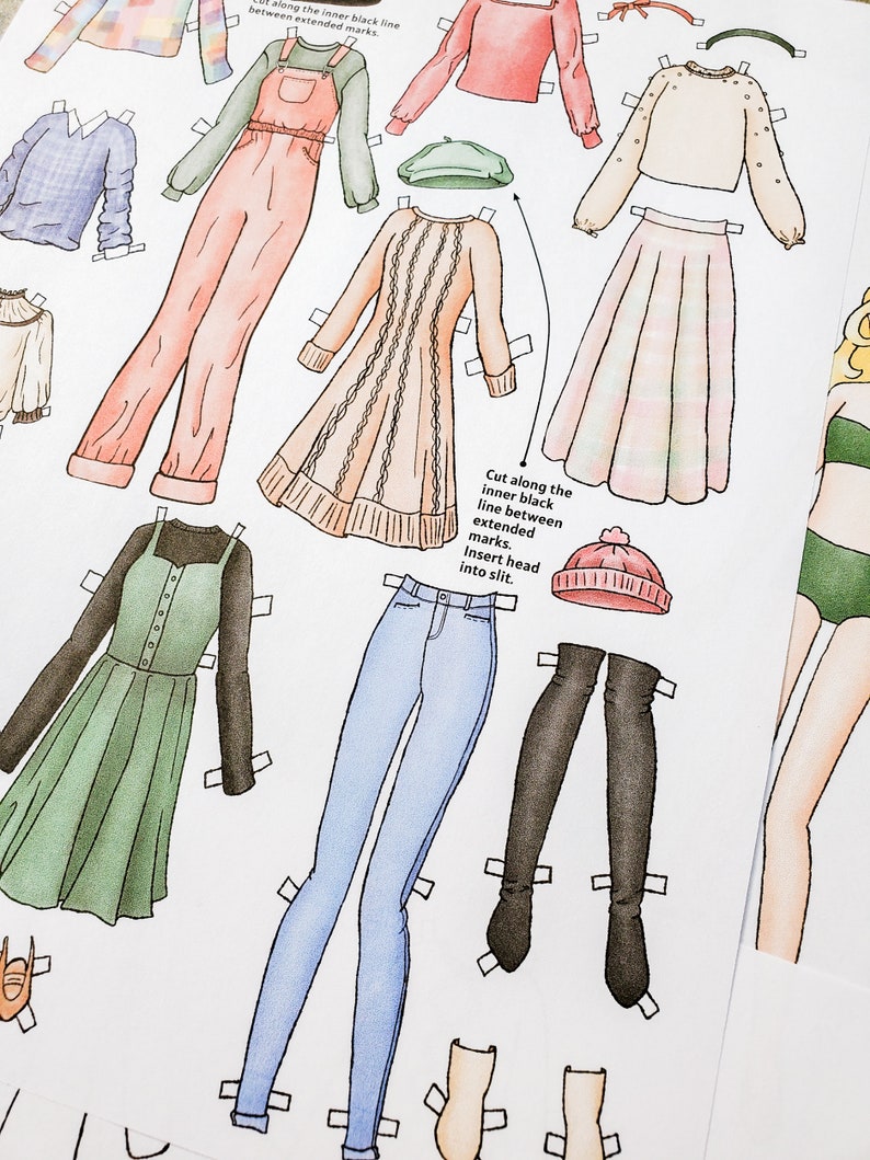 Fall Paper Doll Printable Coloring Pages - Digital Download - Etsy