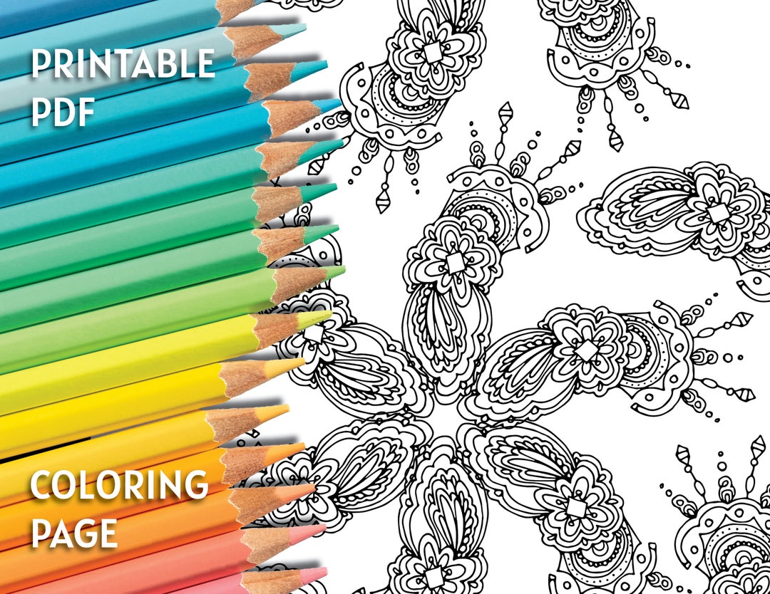 Funky Spiral Mandala Coloring Page Printable - Etsy