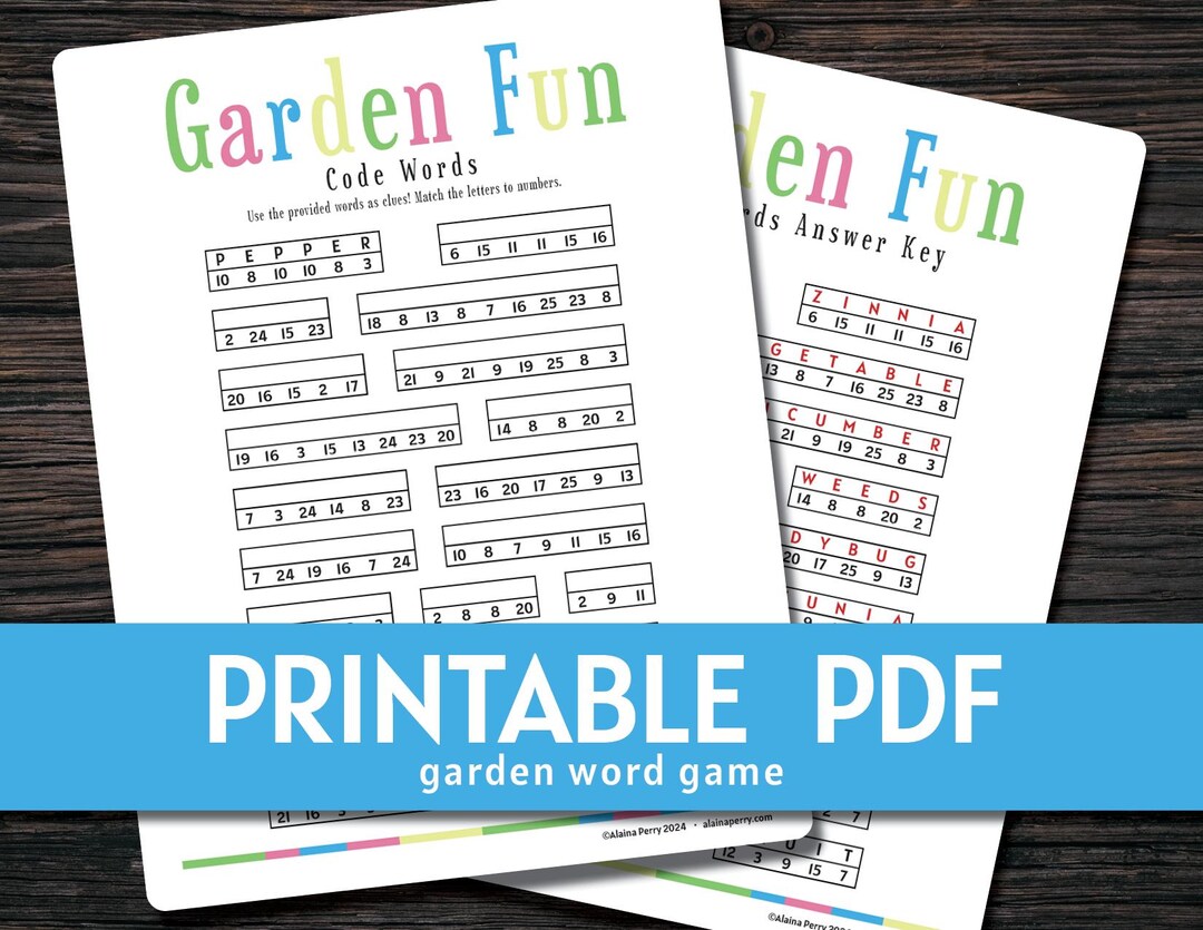 Garden Fun Word Game - Printable - Etsy