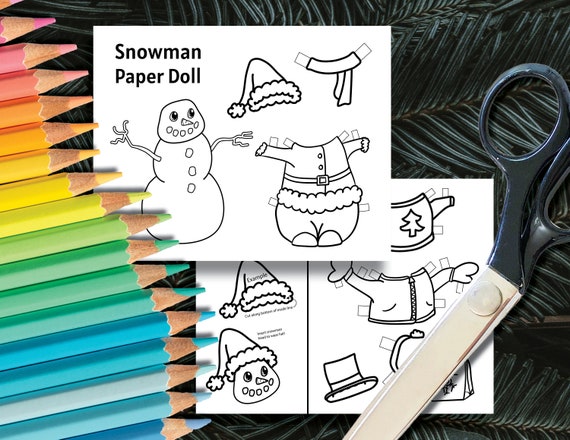 Christmas Snowman Paper Doll Kids Activity - Etsy