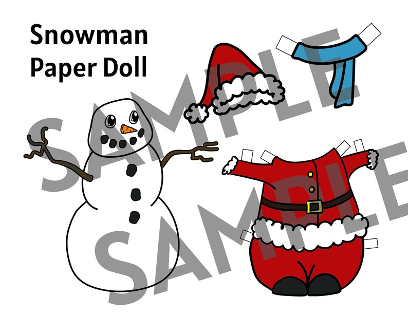 Christmas Snowman Paper Doll Kids Activity - Etsy