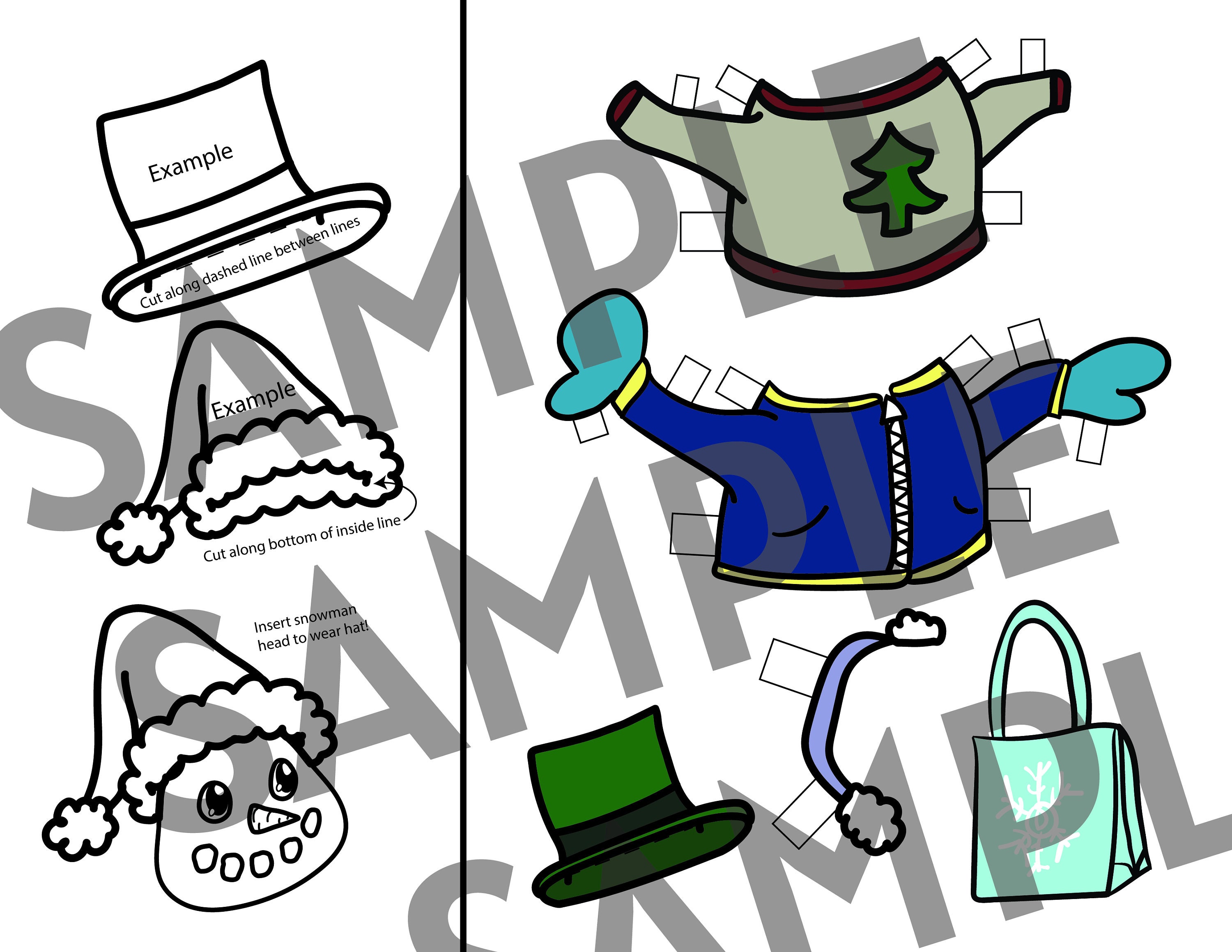 Christmas Snowman Paper Doll Kids Activity - Etsy