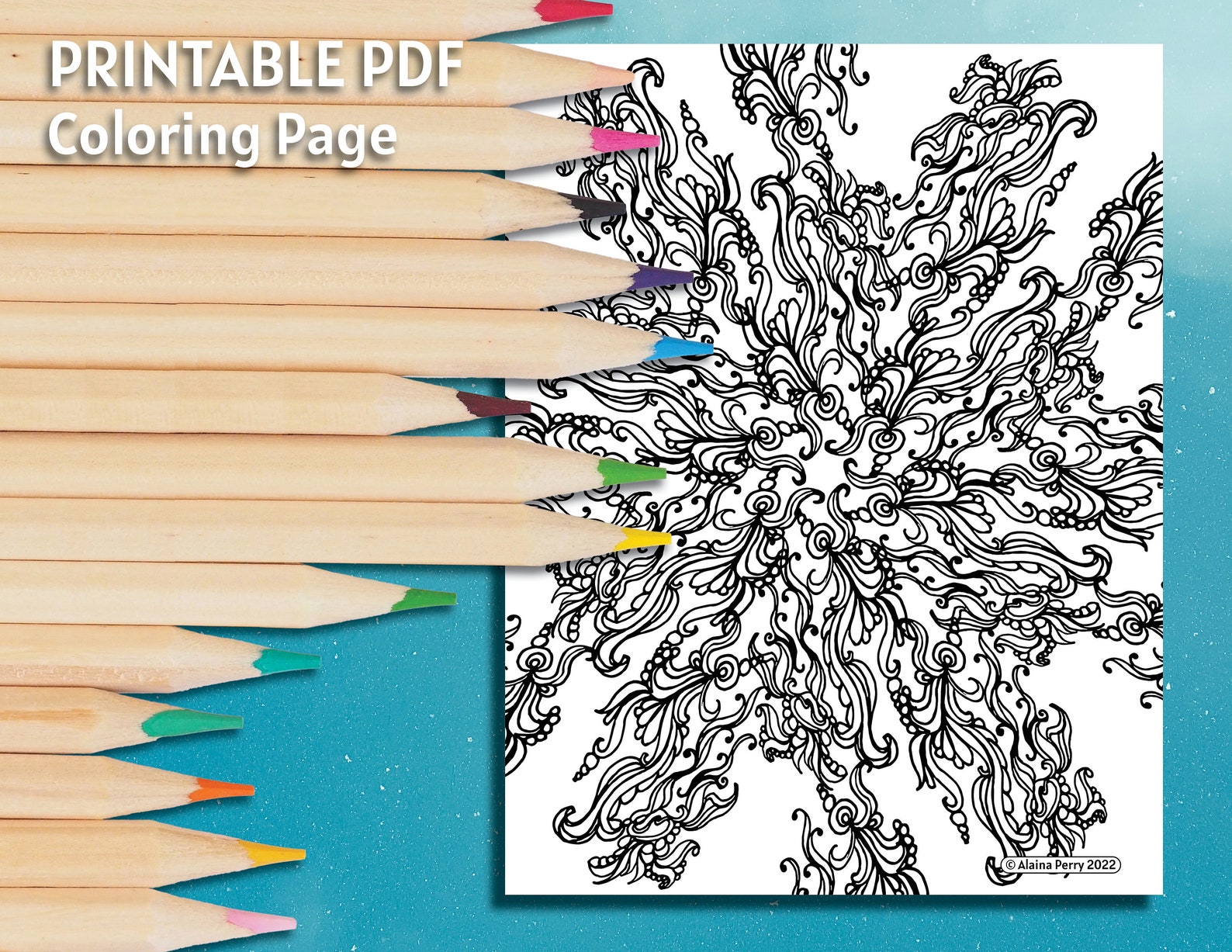 Doodle Mandala Printable Coloring Page - Etsy