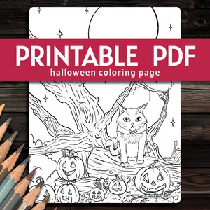 Vampire Cat Halloween Coloring Page - Printable - Etsy