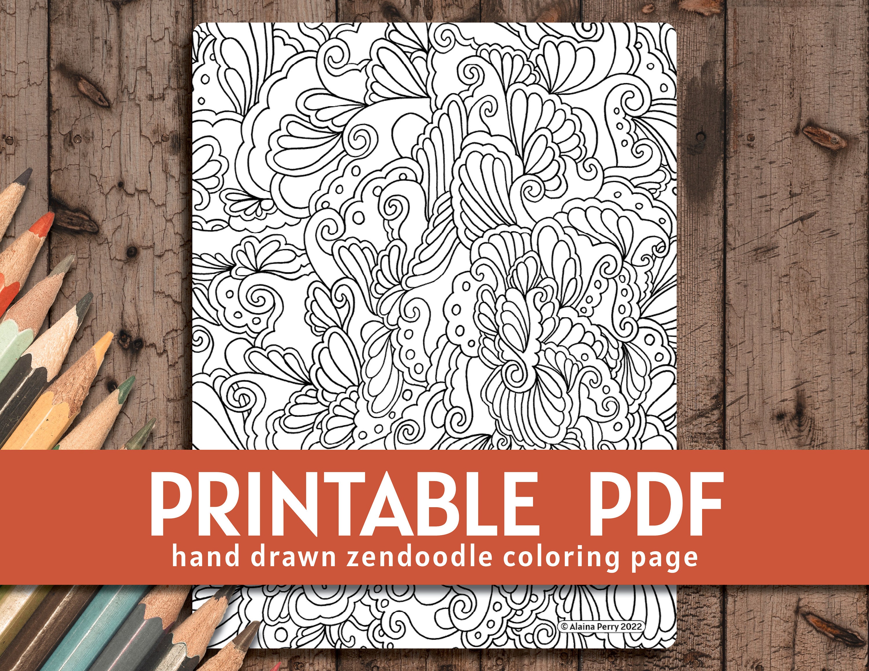 Fun Zen Doodle Coloring Page - Hand Drawn - Etsy