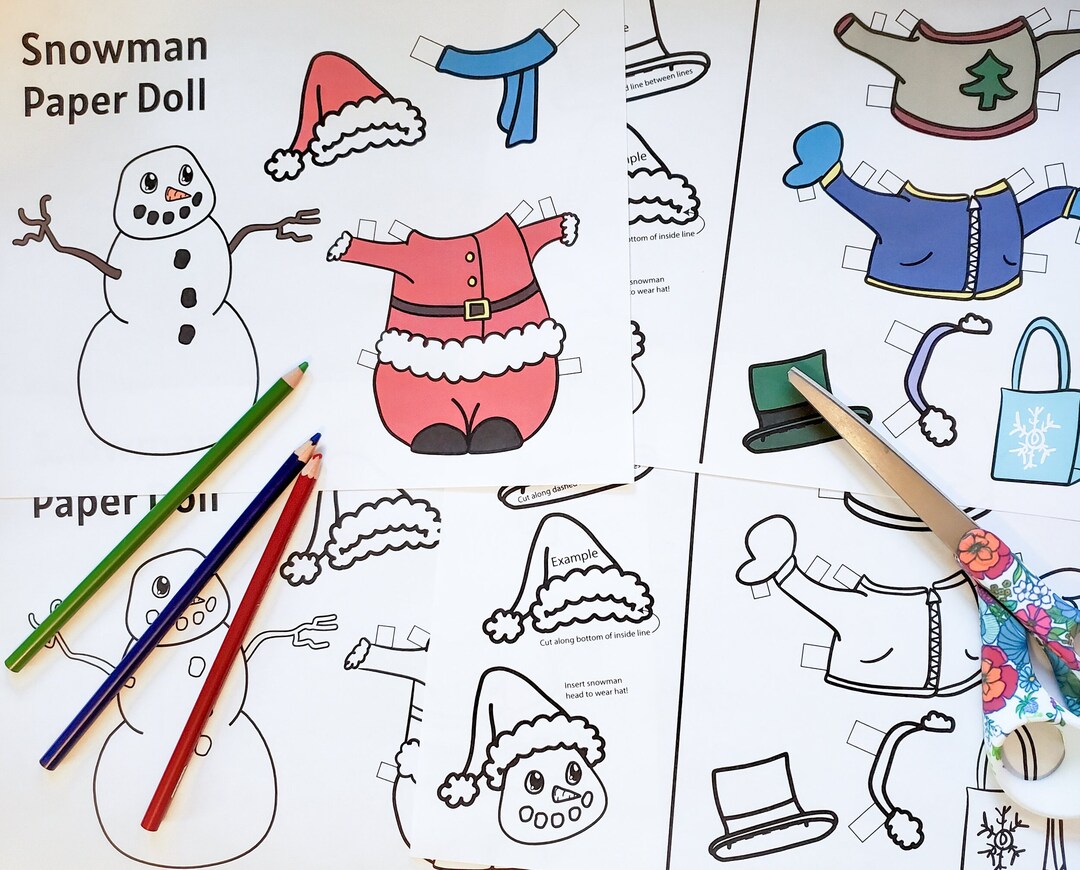Christmas Snowman Paper Doll Kids Activity - Etsy