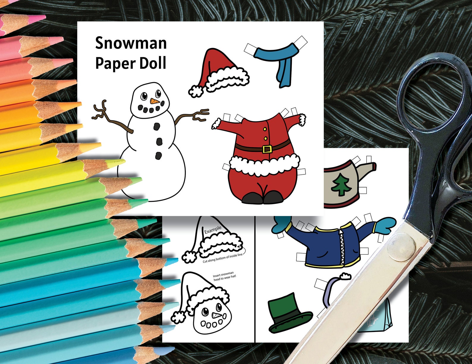 Christmas Snowman Paper Doll Kids Activity - Etsy