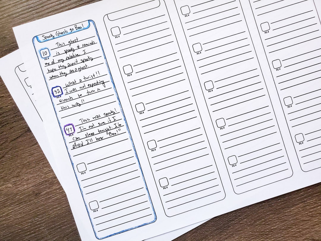 Reading Notes Bookmark Printable - Etsy