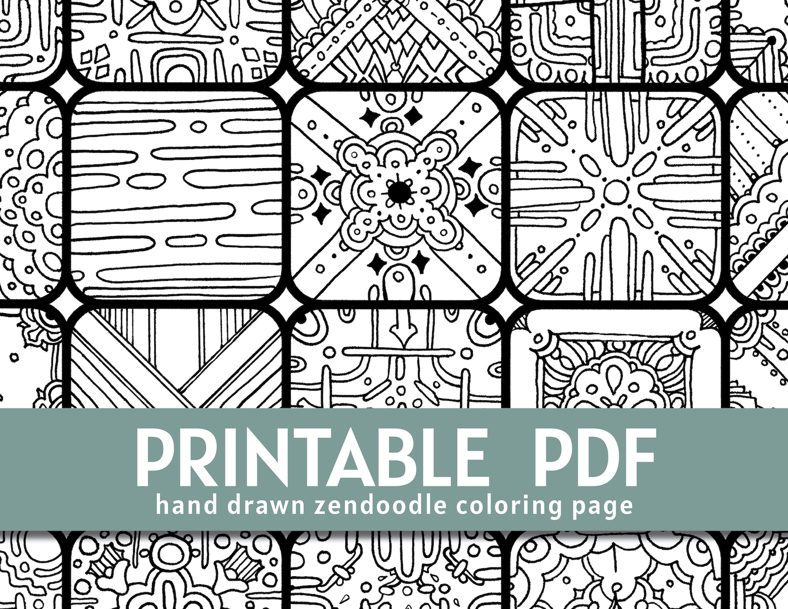 Zen Doodle Squares Coloring Page - Hand Drawn - Etsy