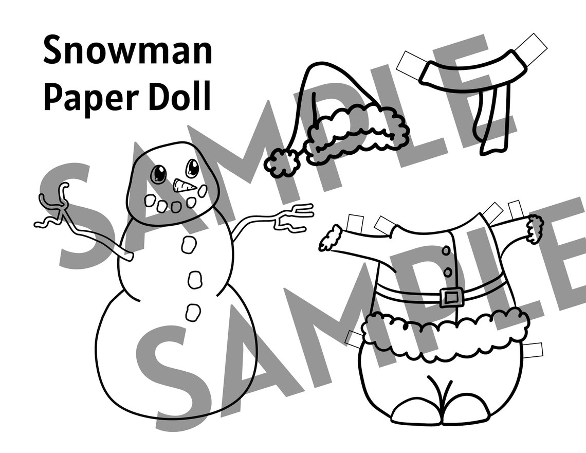 Christmas Snowman Paper Doll Kids Activity - Etsy