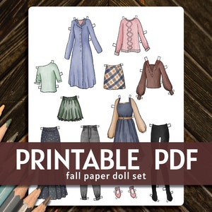 Fall Paper Doll Printable Coloring Pages - Digital Download - Etsy