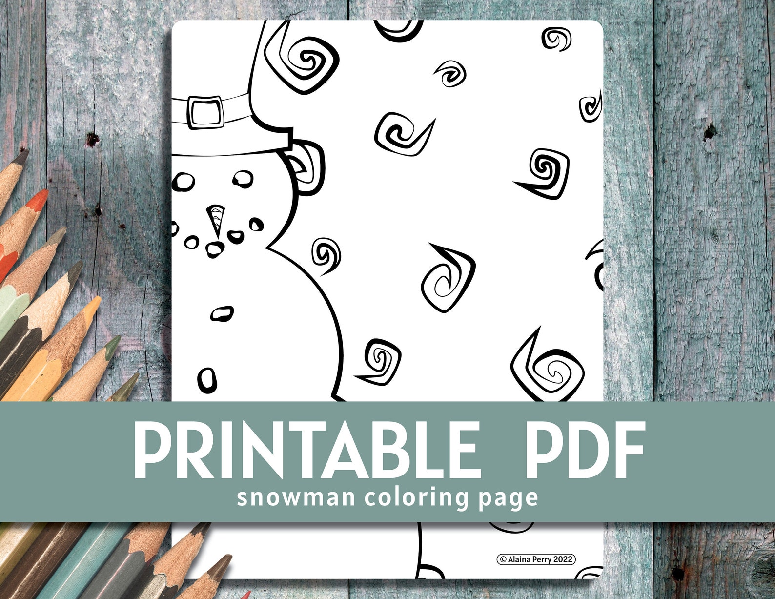 Snowman Coloring Page - Printable PDF - Etsy