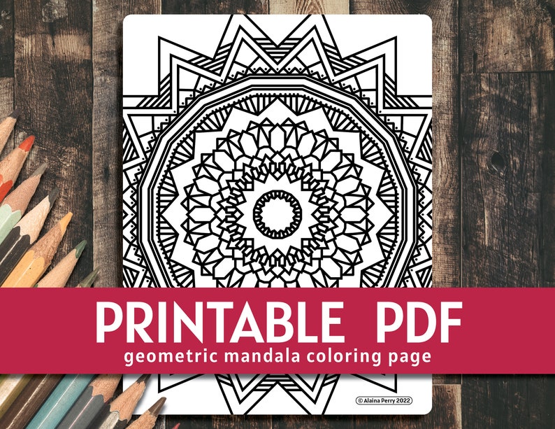 Geometric Mandala Coloring Page - Printable - Etsy